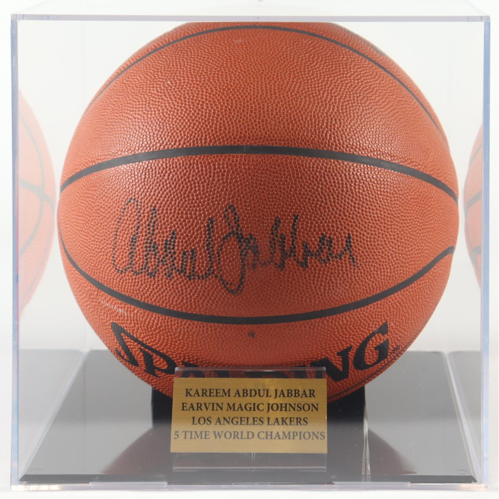 Kareem Abdul-Jabbar Signed NBA Basketball With Nameplate Display Case ...