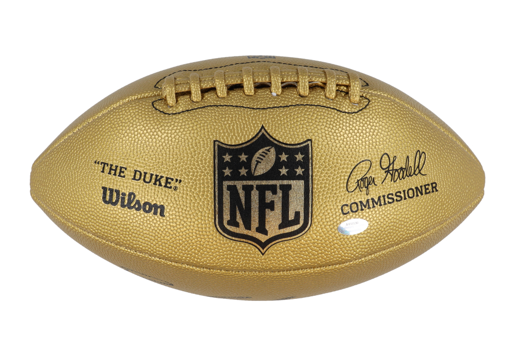 Barry Sanders Signed "The Duke" Gold Official NFL Game Football ...