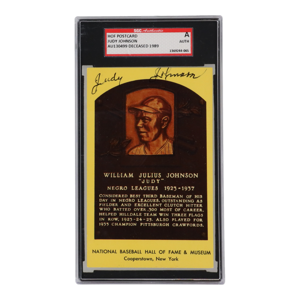 Judy Johnson Signed Hall of Fame Plaque Postcard (SGC) | Pristine Auction