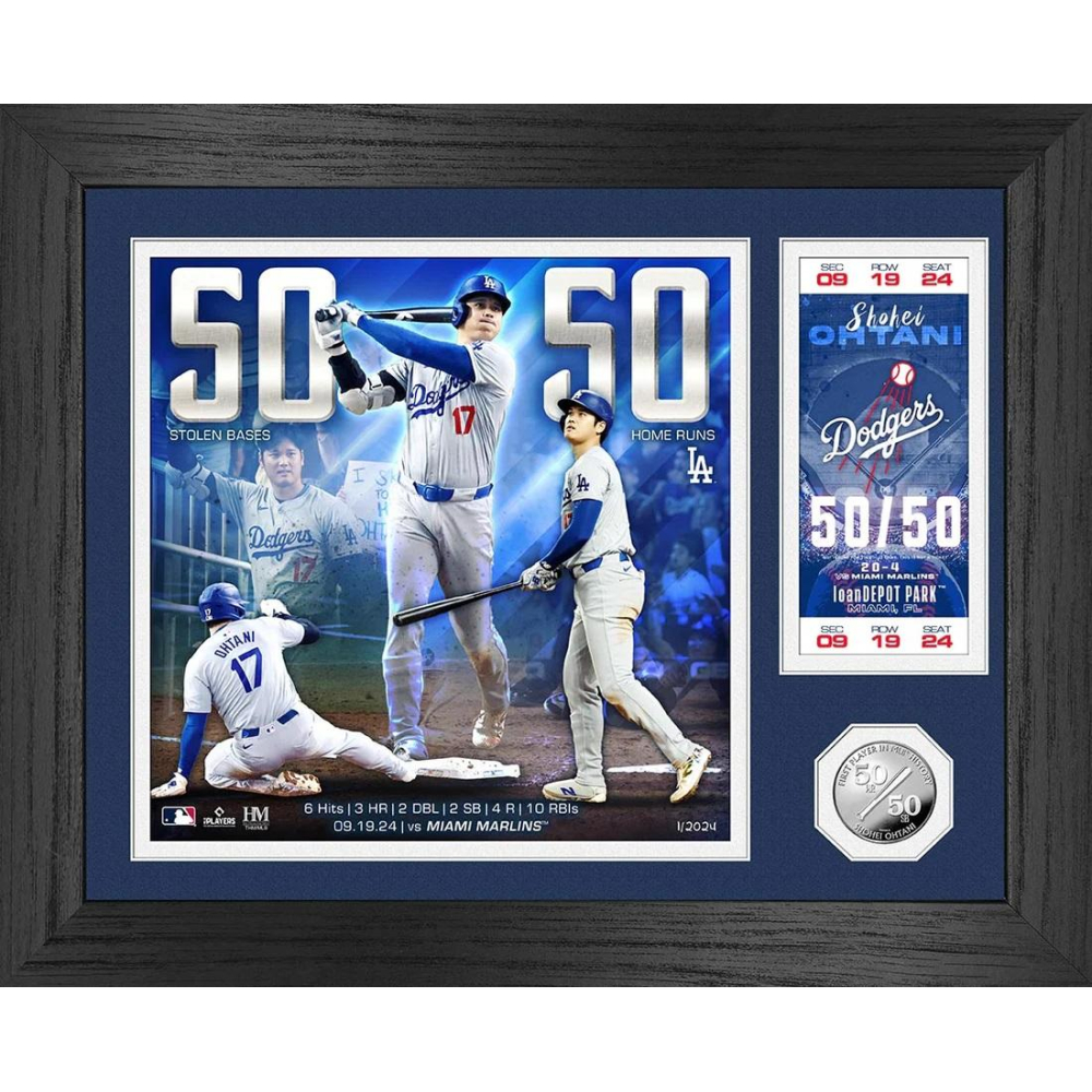 Shohei Ohtani Dodgers LE "50/50 Club" Custom Framed Photo with Silver ...
