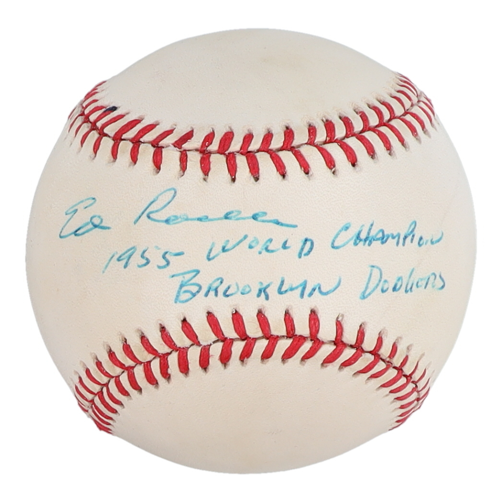 Ed Roebuck Signed ONL Baseball Inscribed "1955 World Champion Brooklyn ...