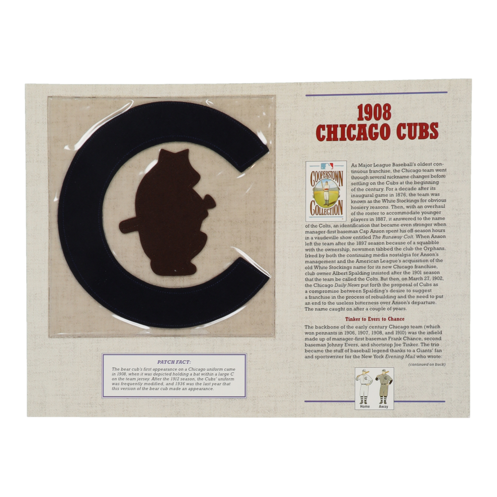 1908 Chicago Cubs Cloth Uniform Patch with Stat Card | Pristine Auction