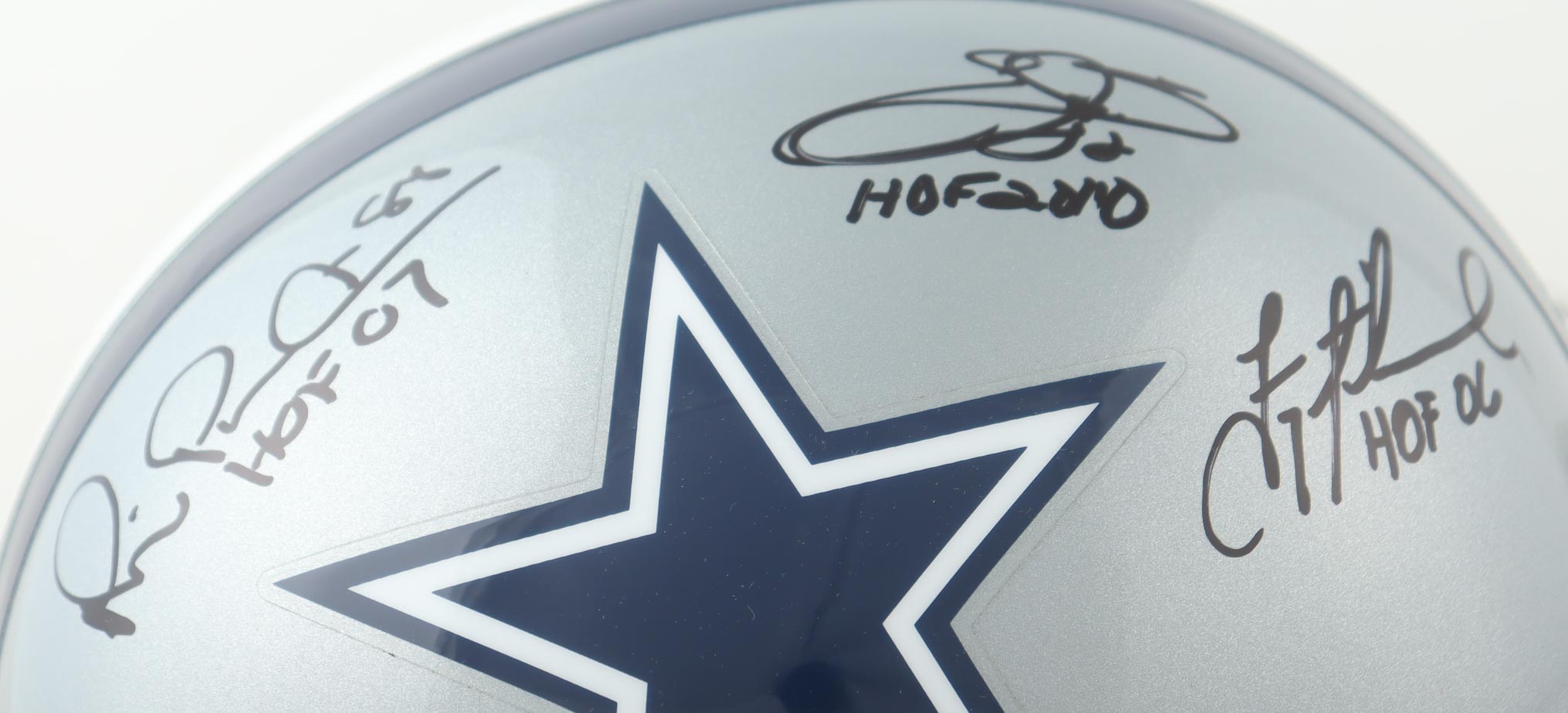 Emmitt Smith, Troy Aikman & Michael Irvin Signed Cowboys Full-Size Helmet With HOF Inscriptions ...