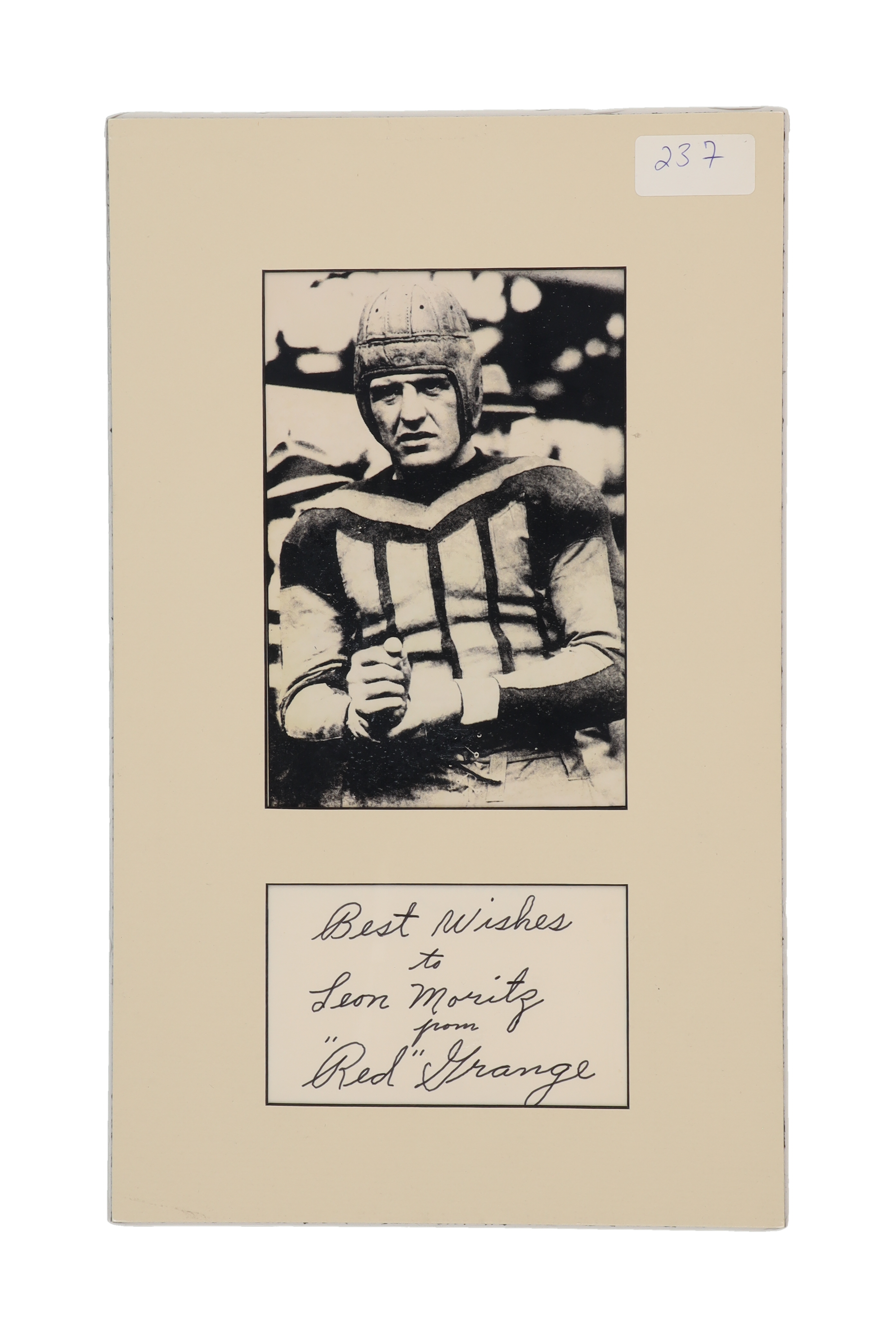 "Red" Grange Signed Bears Custom Matted Index Card with Personalized ...
