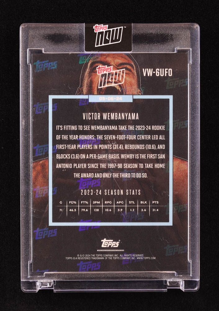 Victor Wembanyama 2024 Topps Now Alien Variation | Glow in the Dark ...