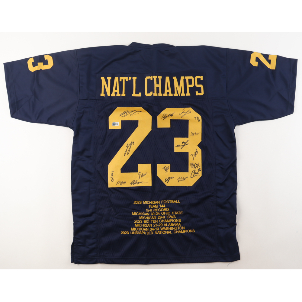 2023 Michigan National Championship Highlight Stat Jersey Team-Signed ...