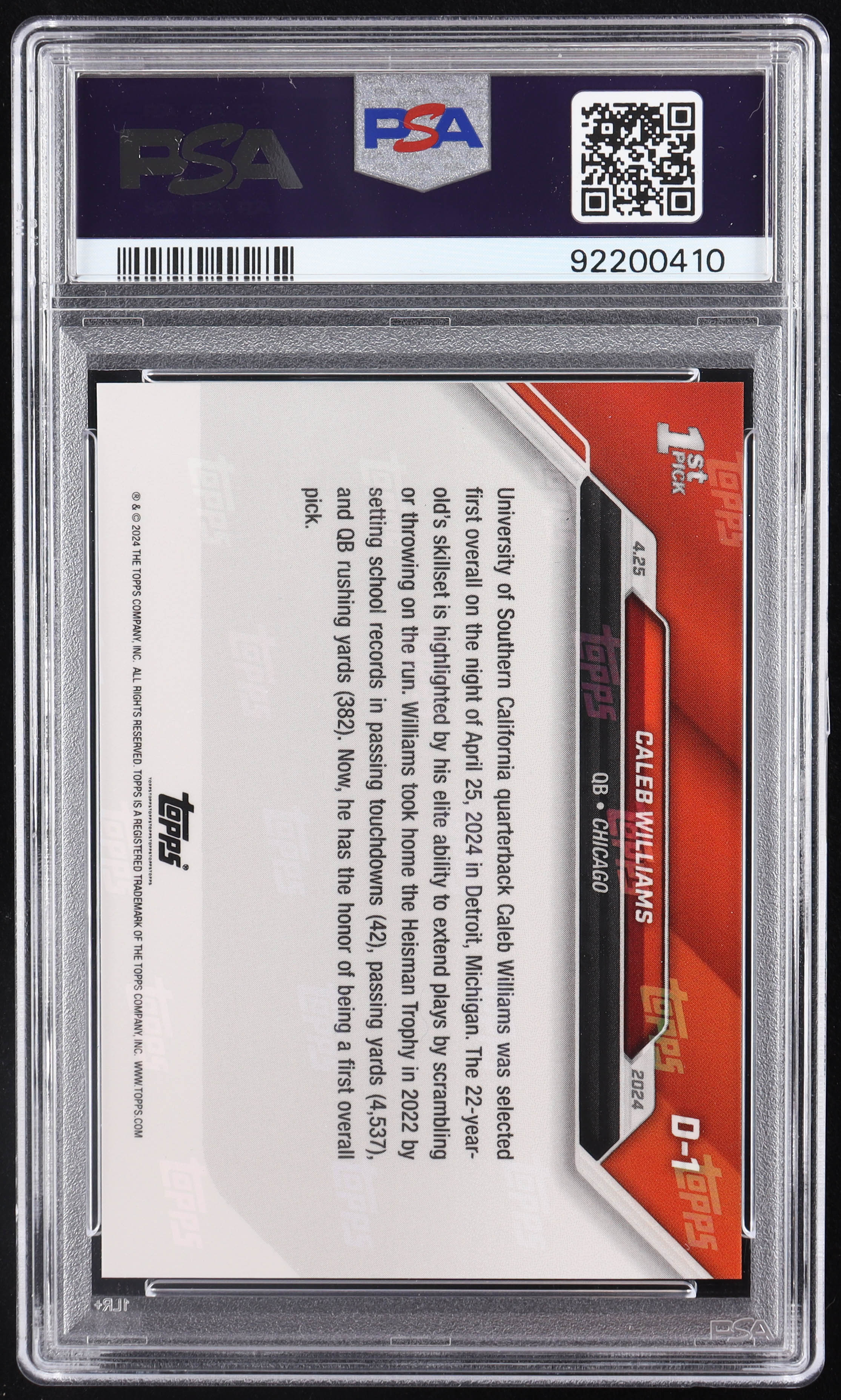 Caleb Williams 2024 Topps Now Draft #D1 RC (PSA 10) | Pristine Auction