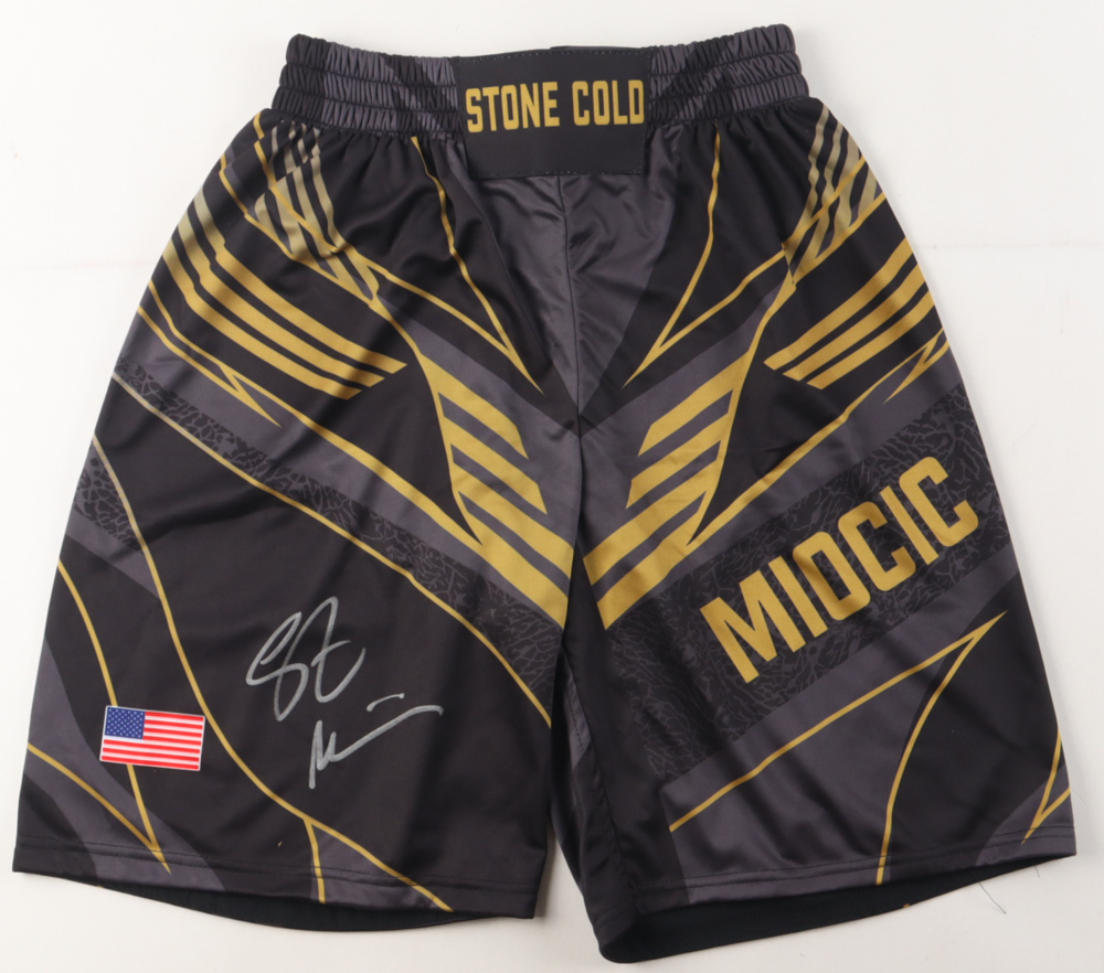 Stipe Miocic Signed "Stone Cold" Custom Black & Gold Fight Shorts ...
