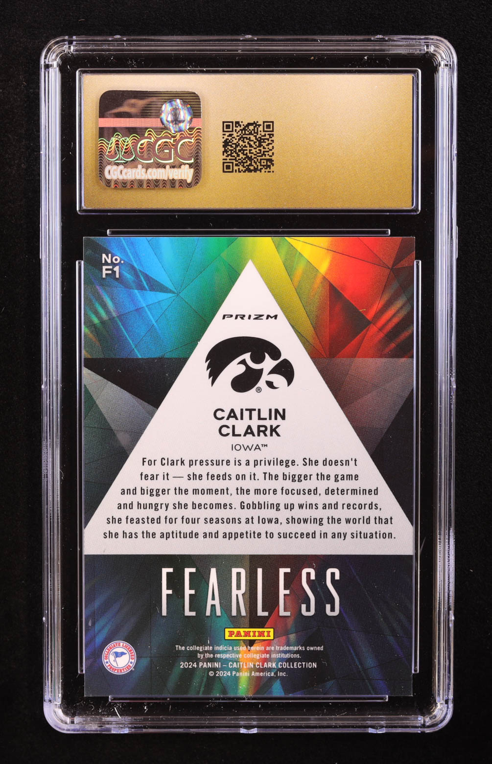 Caitlin Clark 2024 Panini Caitlin Clark Collection Prizm Fearless #F1 ...