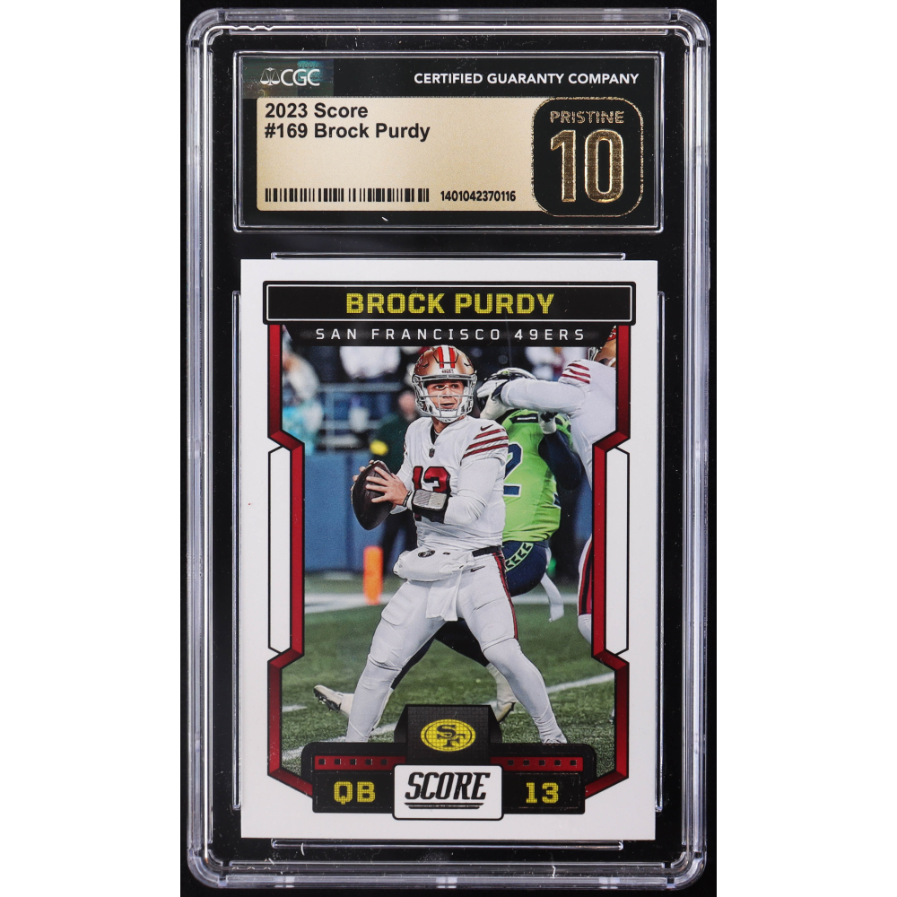 Brock Purdy 2023 Score #169 (CGC 10 | Pristine Black Label) | Pristine ...