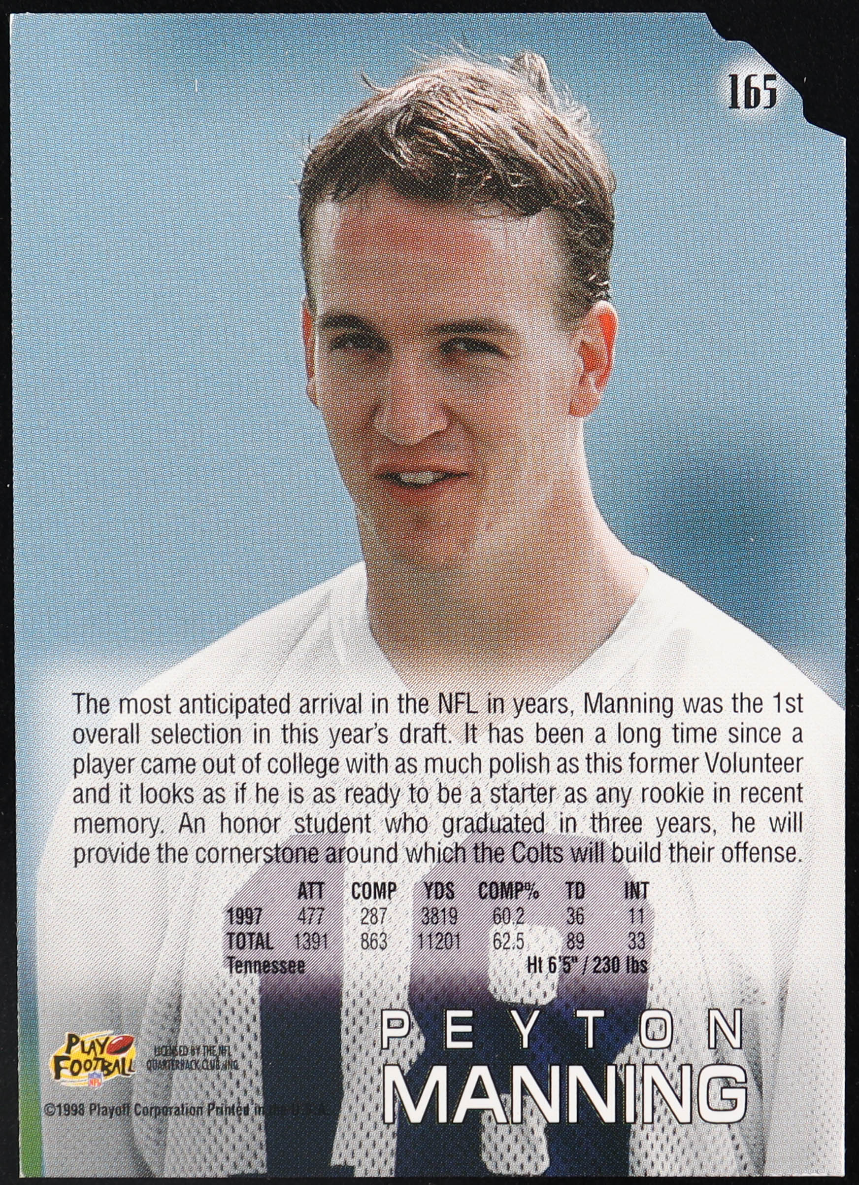 Peyton Manning 1998 Absolute #165 RC | Pristine Auction