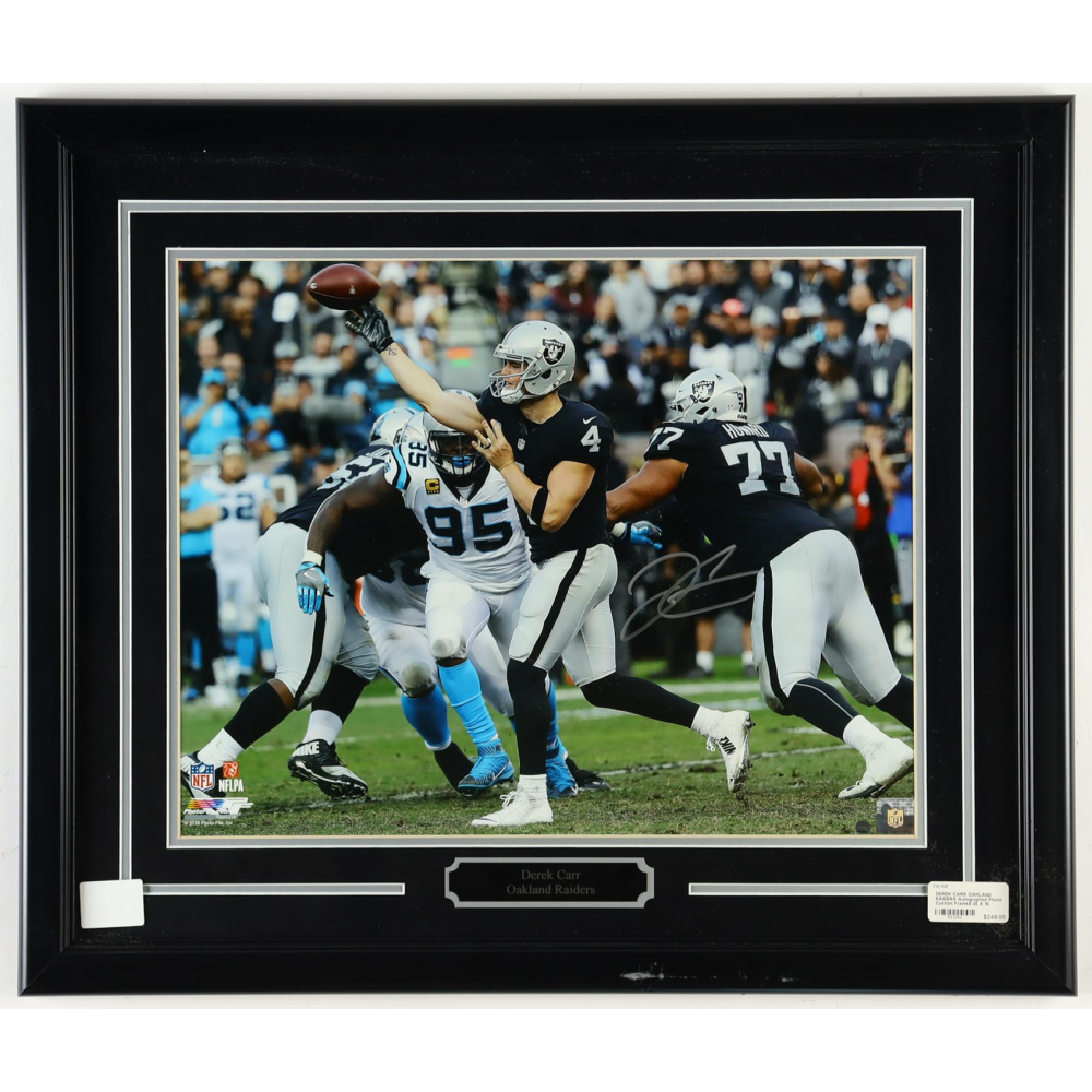 Derek Carr Signed Raiders Custom Framed Photo Display (JSA & Steiner ...