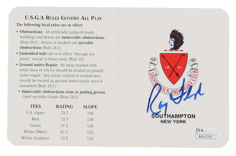 Ray Floyd Signed Shinecock Hills Golf Club Scorecard (JSA) | Pristine ...