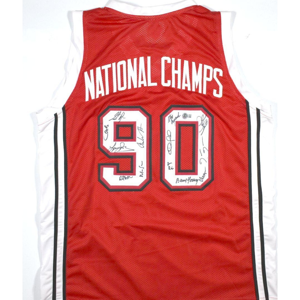 1989-90 National Champions Jersey Team-Signed By (9) with Larry Johnson ...