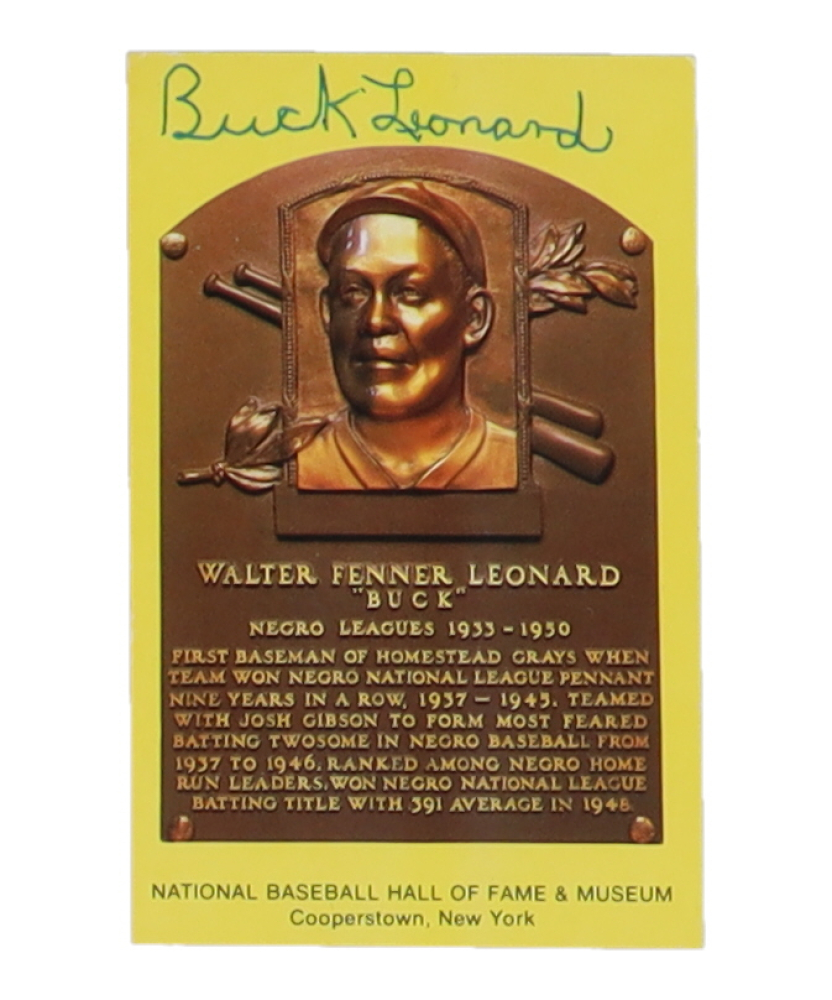 Buck Leonard Signed Hall of Fame Plaque Postcard (PSA) | Pristine Auction