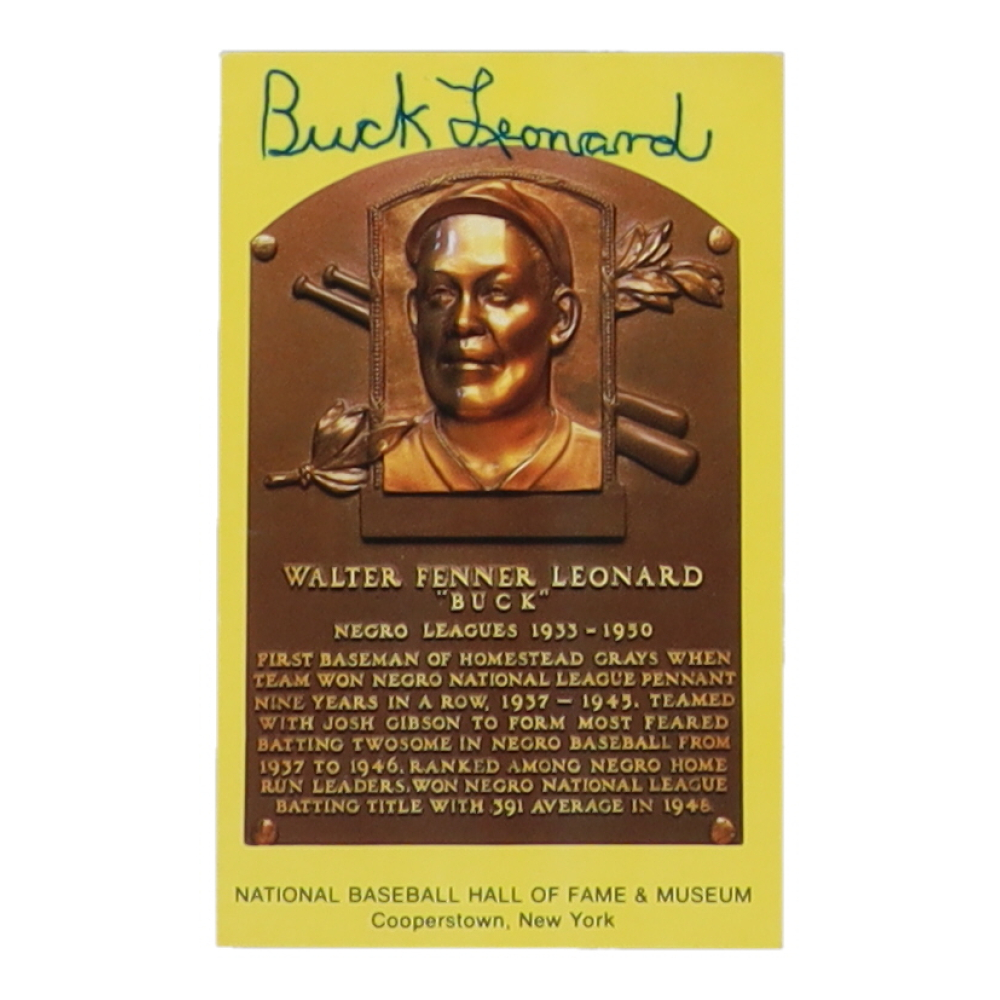 Buck Leonard Signed Hall of Fame Plaque Postcard (PSA) | Pristine Auction