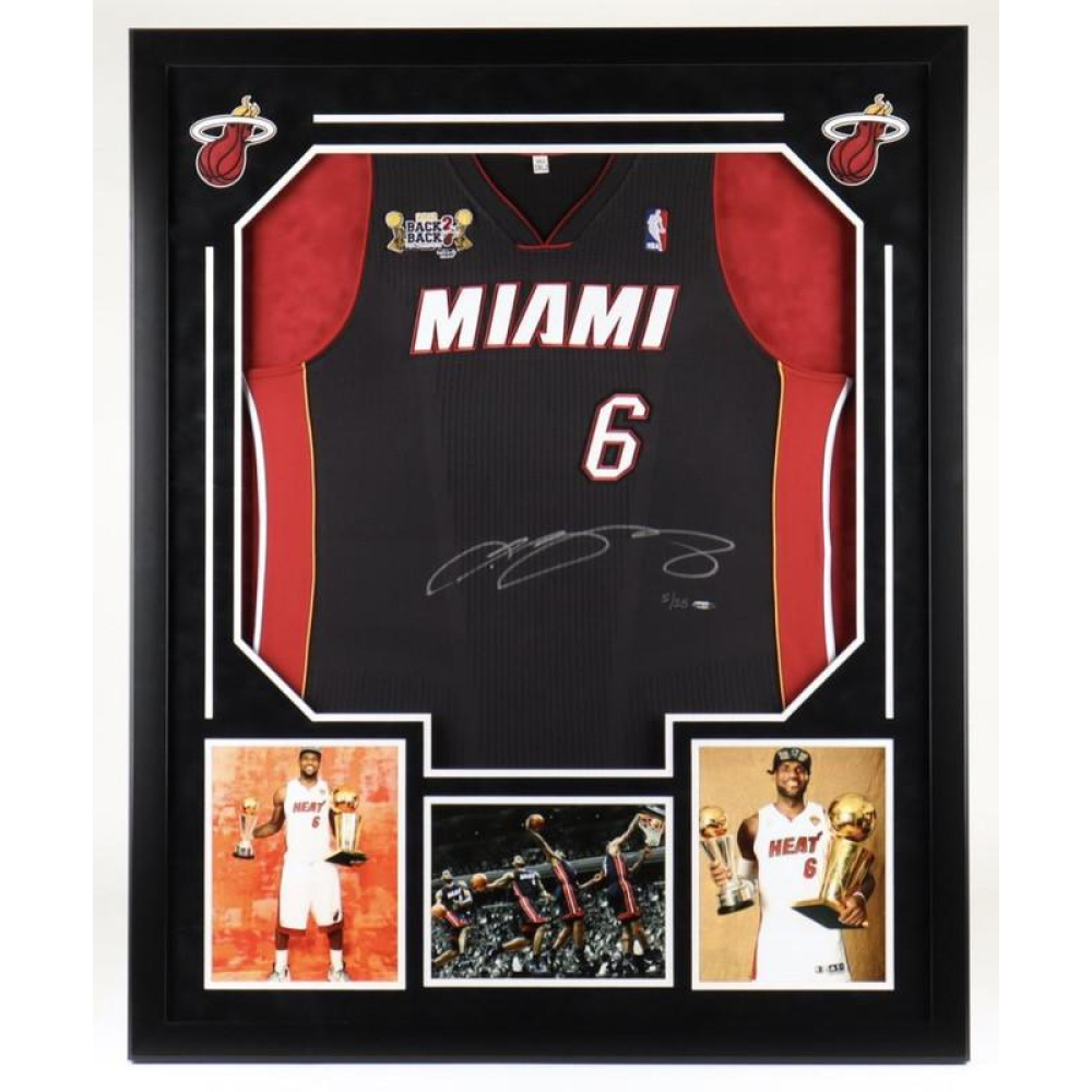 LeBron James Signed LE Heat Custom Framed Jersey Display with LED ...