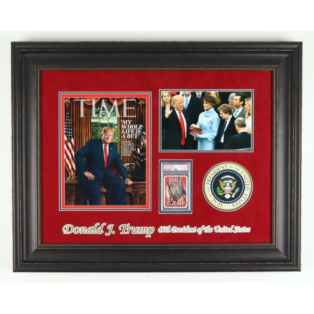 Donald J. Trump Signed "Vote Trump" Custom Framed Card Display (PSA ...