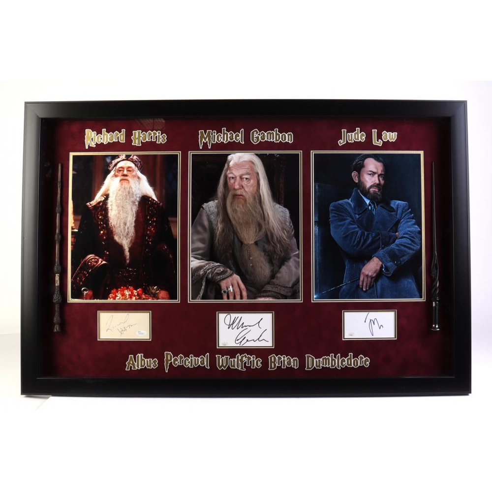 Michael Gambon, Jude Law & Richard Harris Signed "Harry Potter" Custom ...