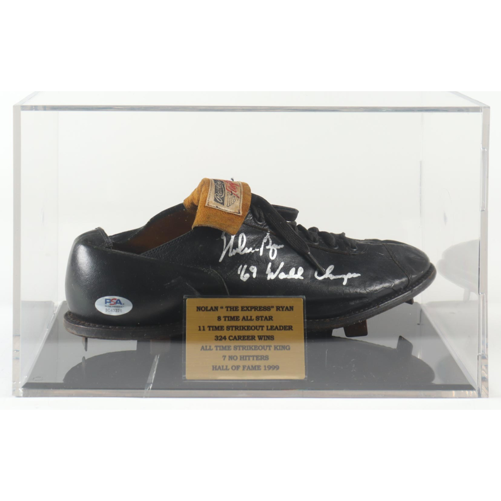 Nolan Ryan Signed Vintage Leather Rawlings Baseball Cleat Inscribed "69 ...