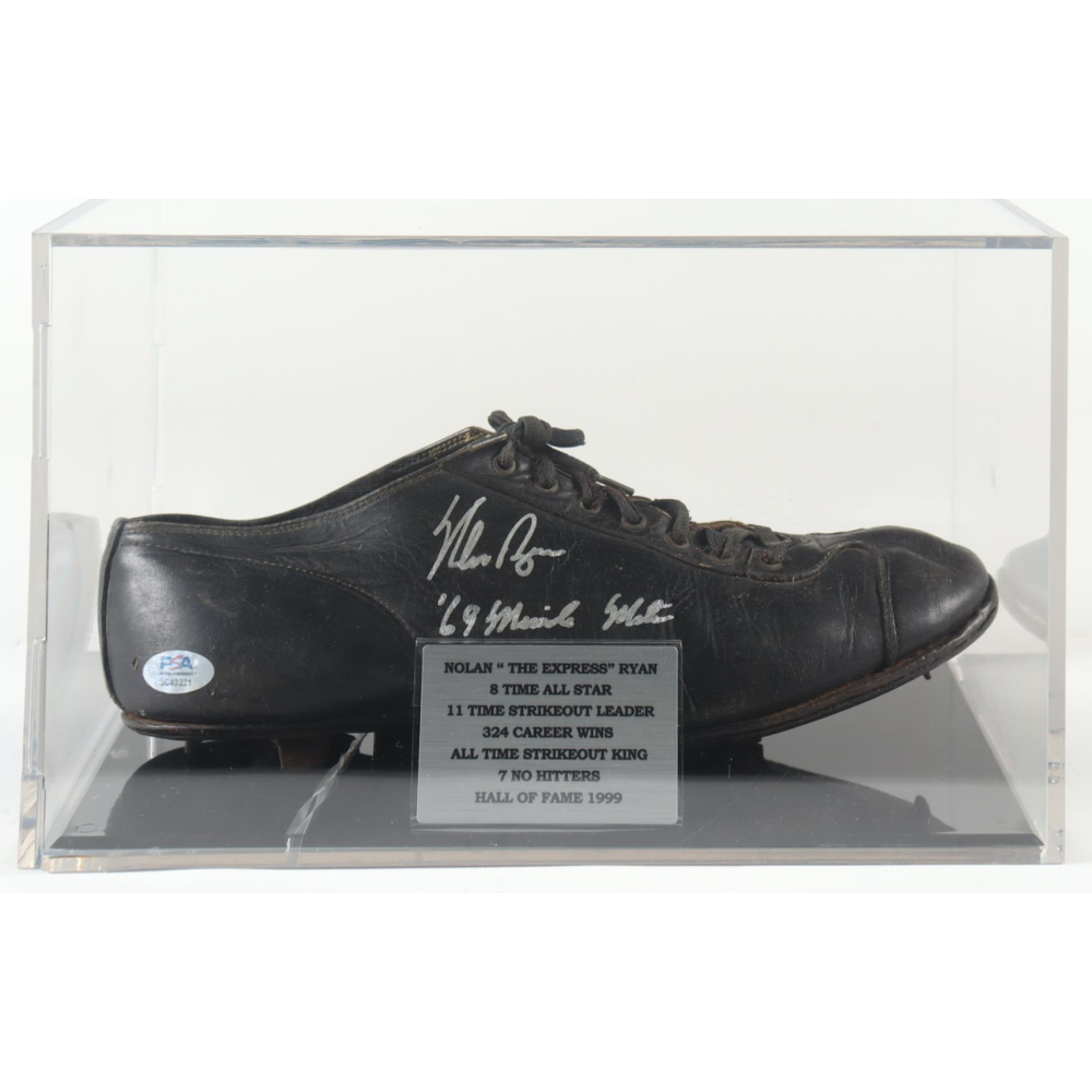 Nolan Ryan Signed Vintage Leather Baseball Cleat Inscribed "69 Miracle ...