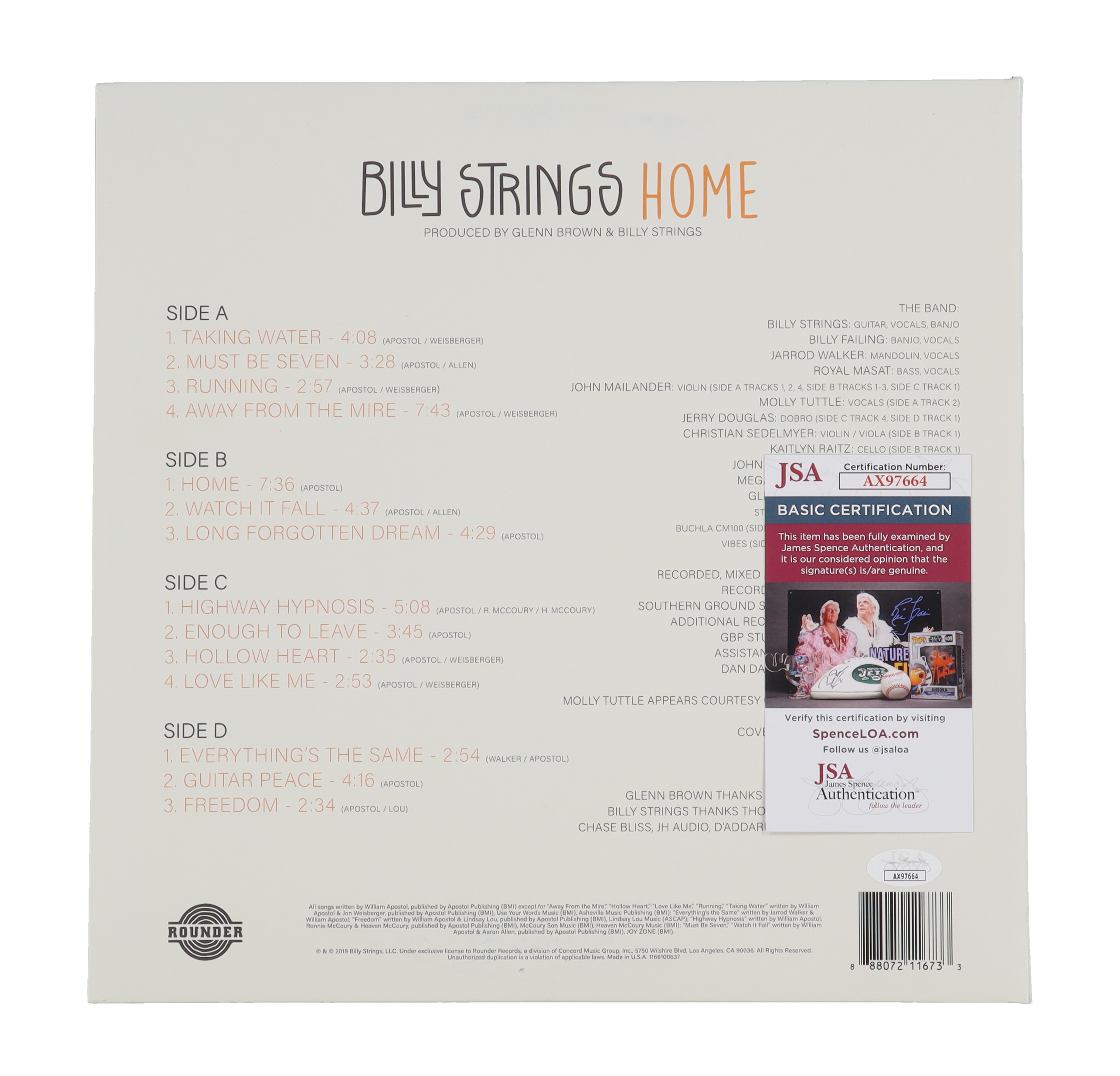 Billy Strings Signed "Home" Vinyl Record Album Cover (JSA) | Pristine ...
