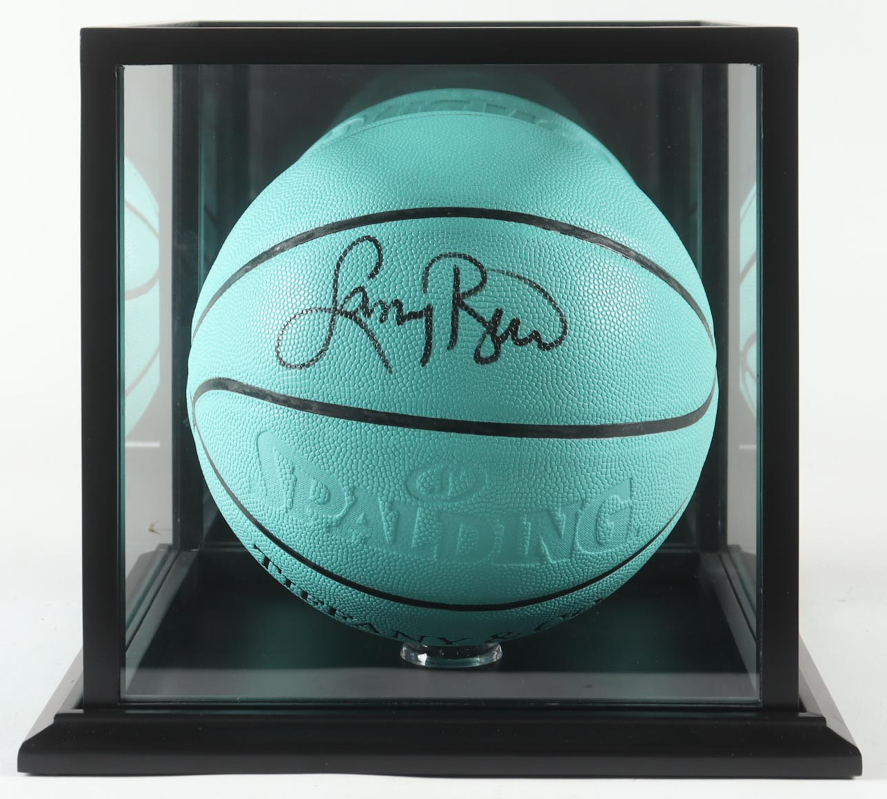 Larry Bird Signed Tiffany & Co X Spalding Basketball with Wood & Glass Display Case (Beckett ...