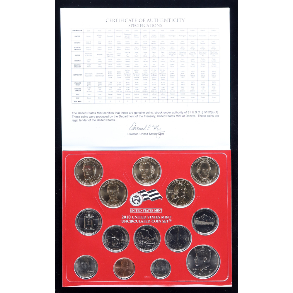 2010 Denver United States Mint Uncirculated Coin Set with (14) Coins ...