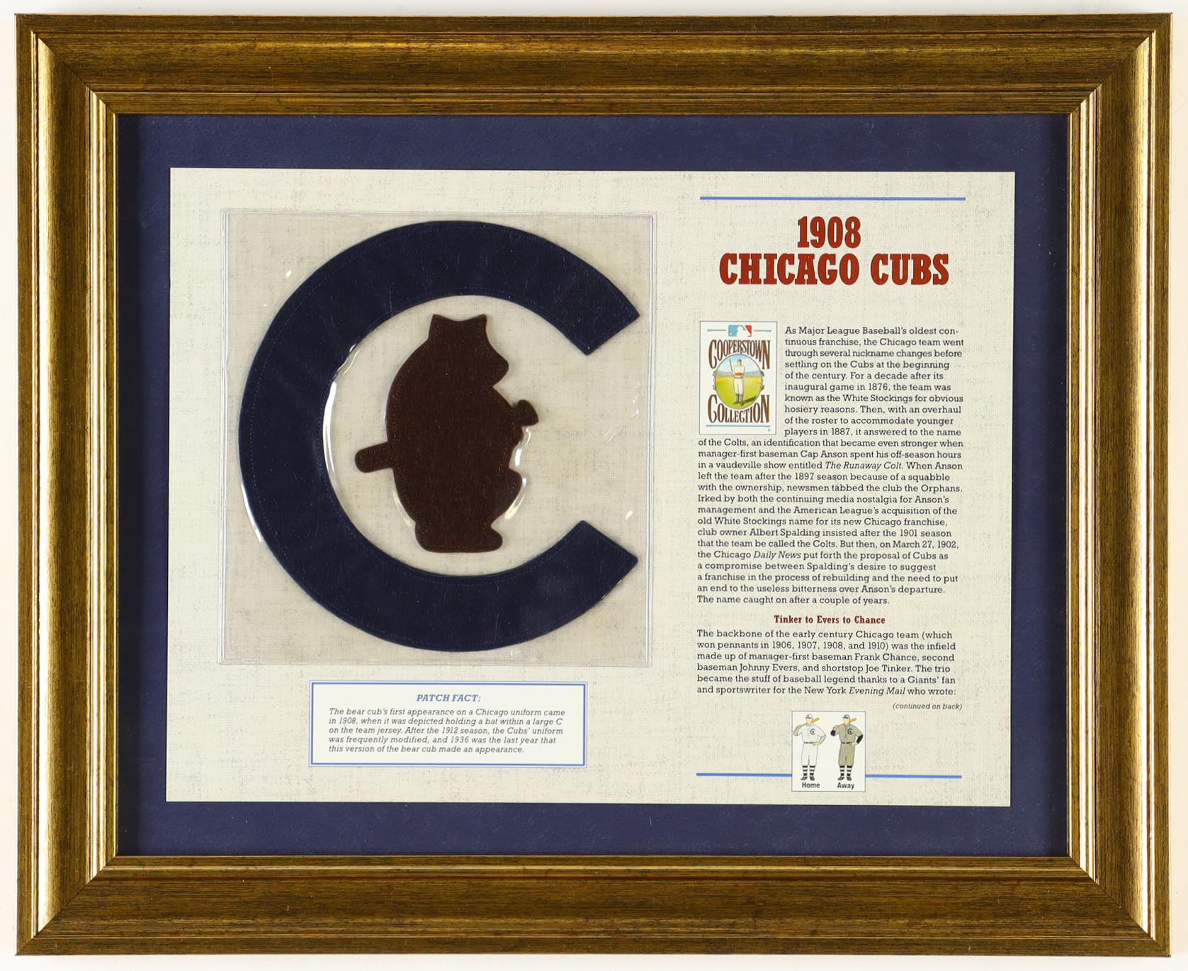 1908 Cubs "Cooperstown Collection" Custom Framed Commemorative Stat ...
