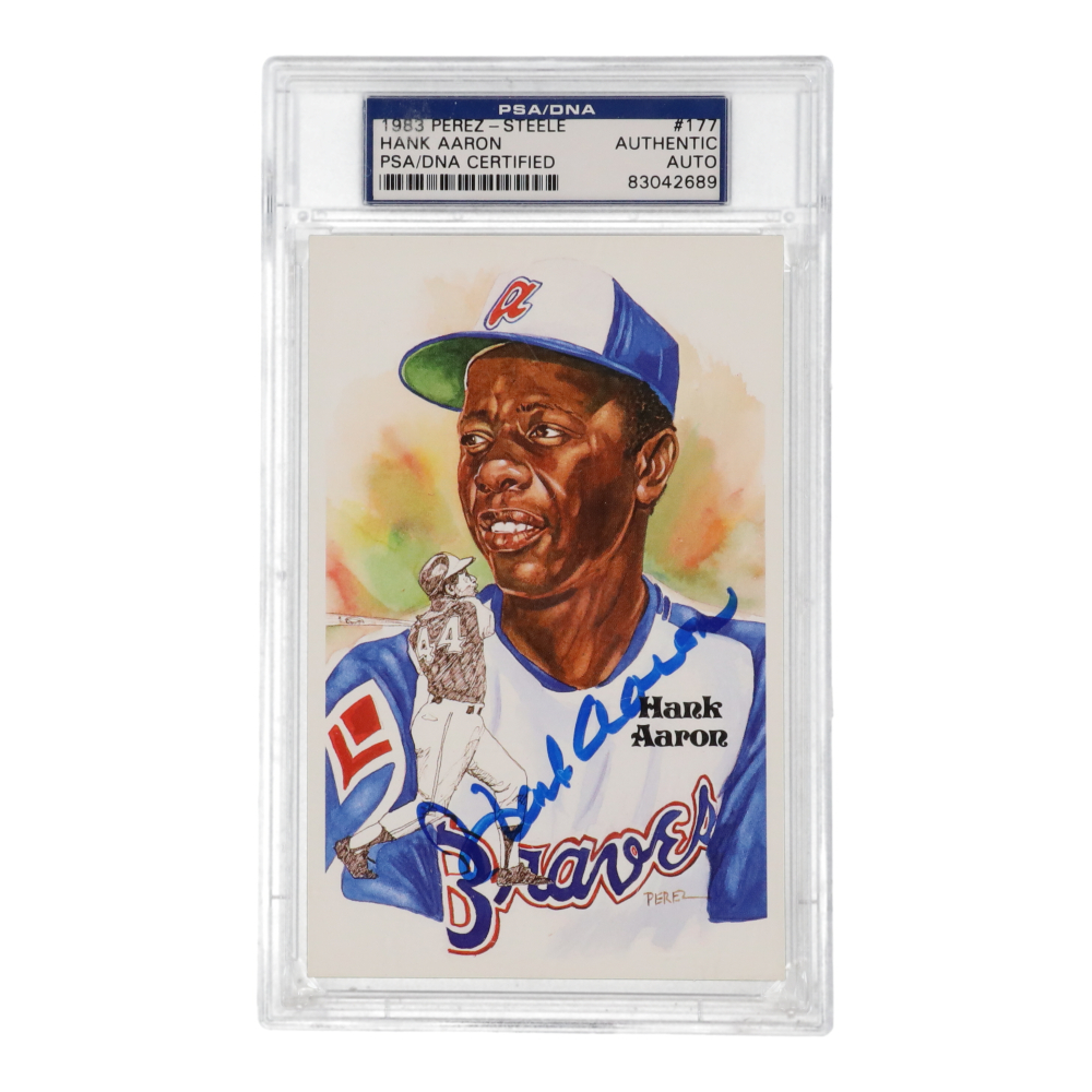 Hank Aaron Signed 1983 Perez-Steele Postcard #177 (PSA) | Pristine Auction