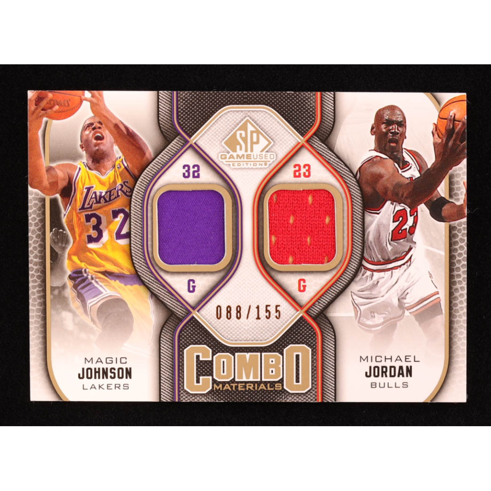 Magic Johnson / Michael Jordan 2009-10 SP Game Used Combo Materials 155 ...