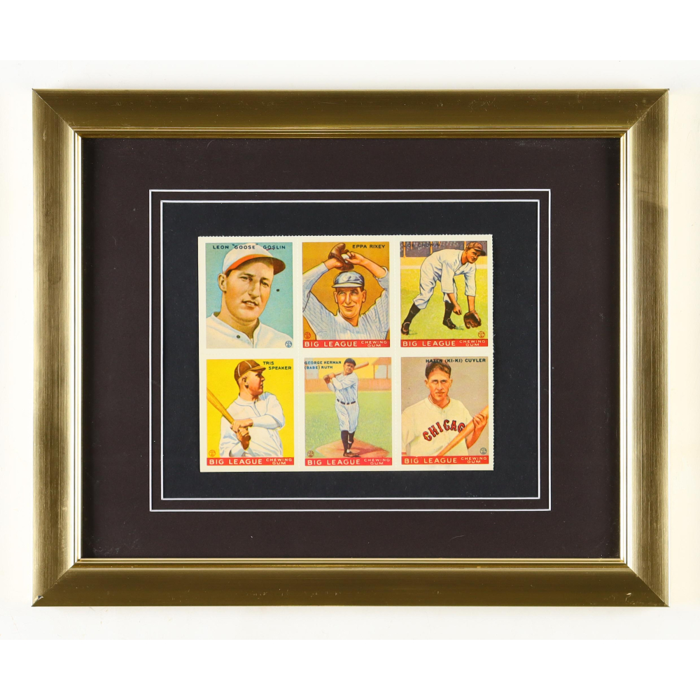 Goudey "Big League Chewing Gum" Uncut Card Sheet Of (6) Baseball Cards Custom Framed Display ...