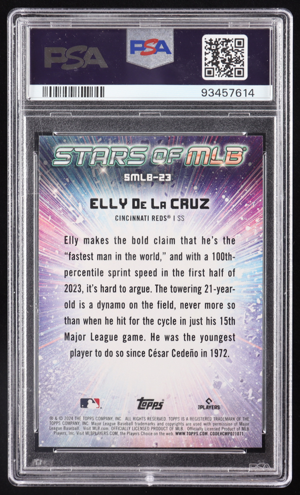 Elly De La Cruz Signed 2024 Topps Stars of MLB #SMLB23 RC (PSA 10 ...