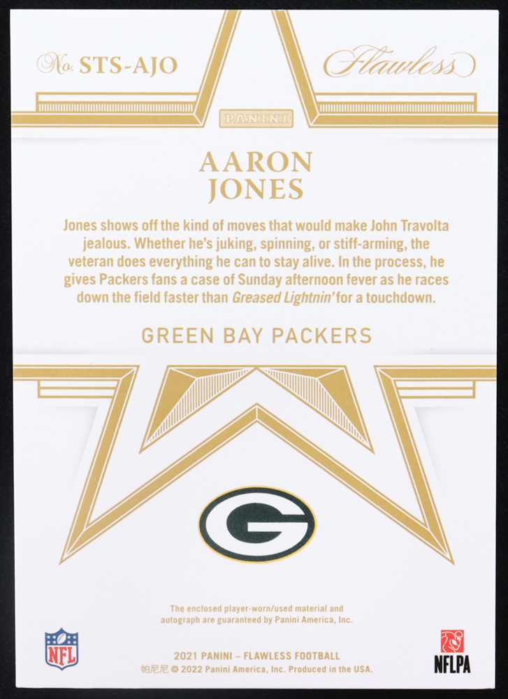 Aaron Jones 2021 Panini Flawless Star Swatch Signatures Holo Gold # ...