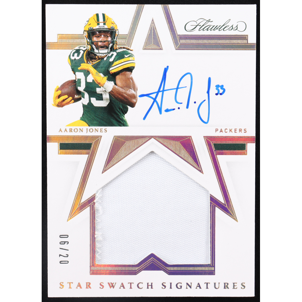 Aaron Jones 2021 Panini Flawless Star Swatch Signatures Holo Gold # ...