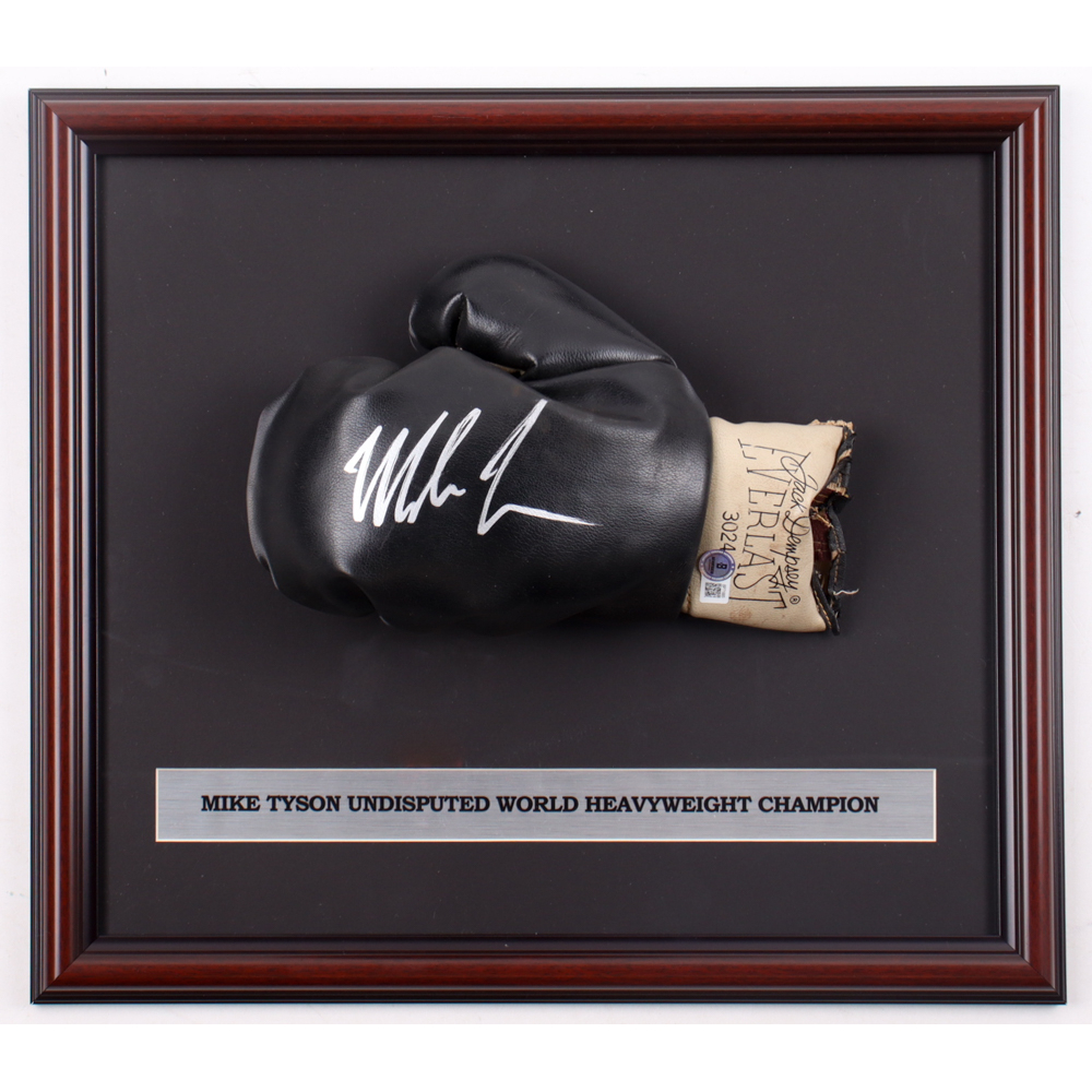 Mike Tyson Signed Custom Framed Vintage "Jack Dempsey Model" Everlast ...