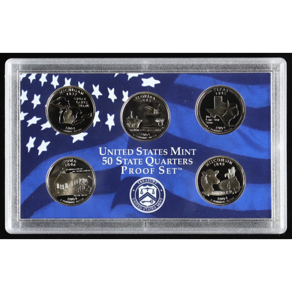 2004-S United States 50 State Quarters Mint Proof Set with (5) Coins ...