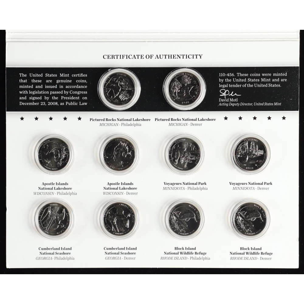 2018 America The Beautiful Uncirculated Quarters Coin Set with (10 ...