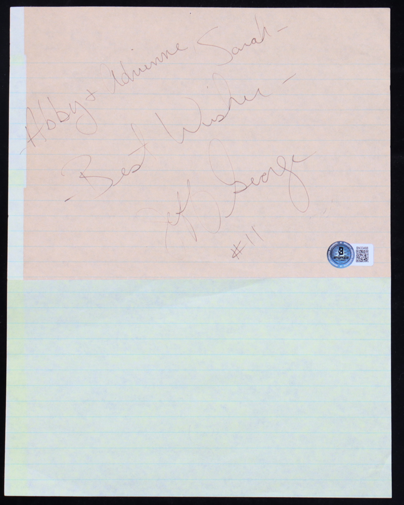 Jeff George Signed Legal Ruled Paper Inscribed "Best Wishes" (Beckett ...