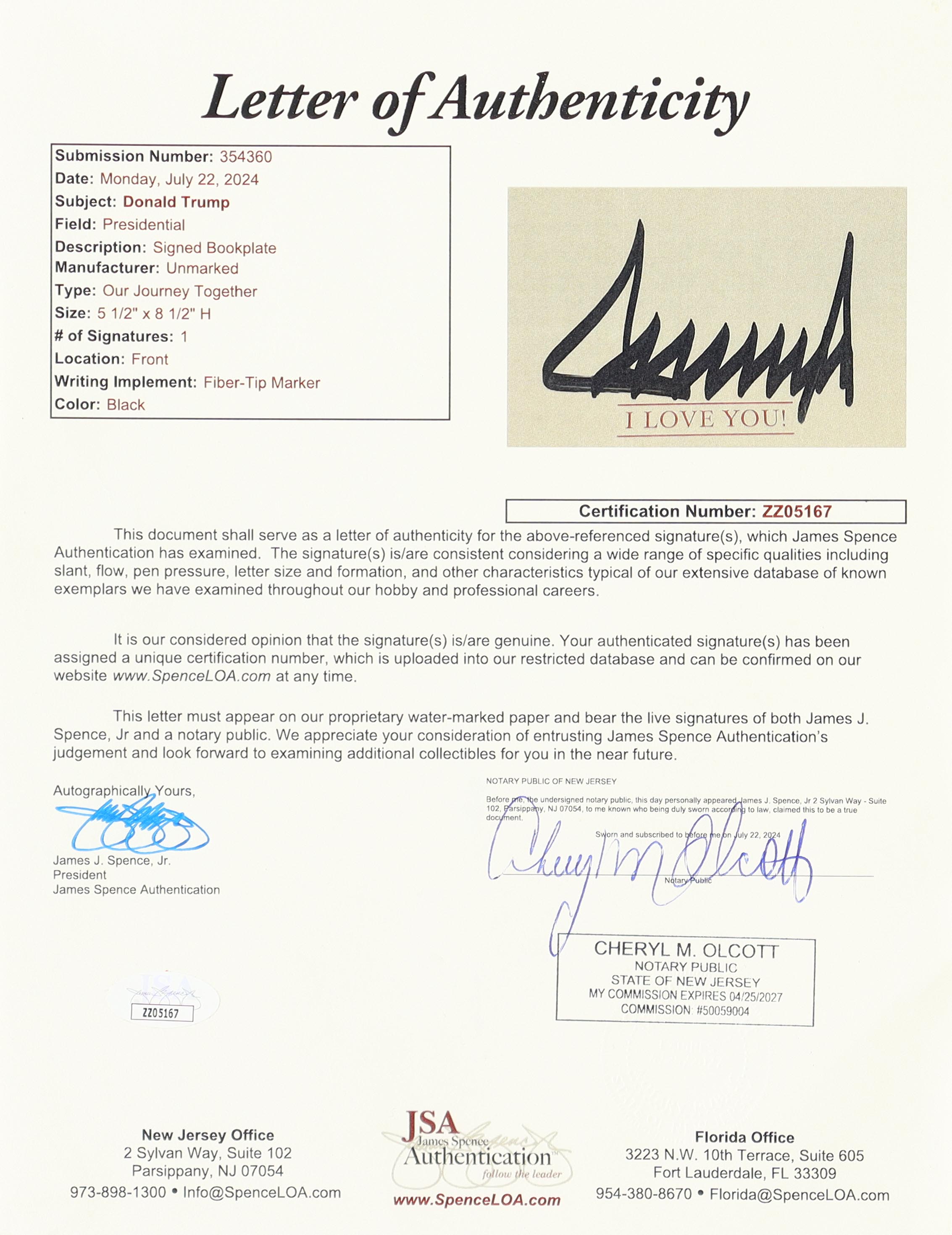 Donald Trump Signed Custom Framed Cut Display (JSA) | Pristine Auction
