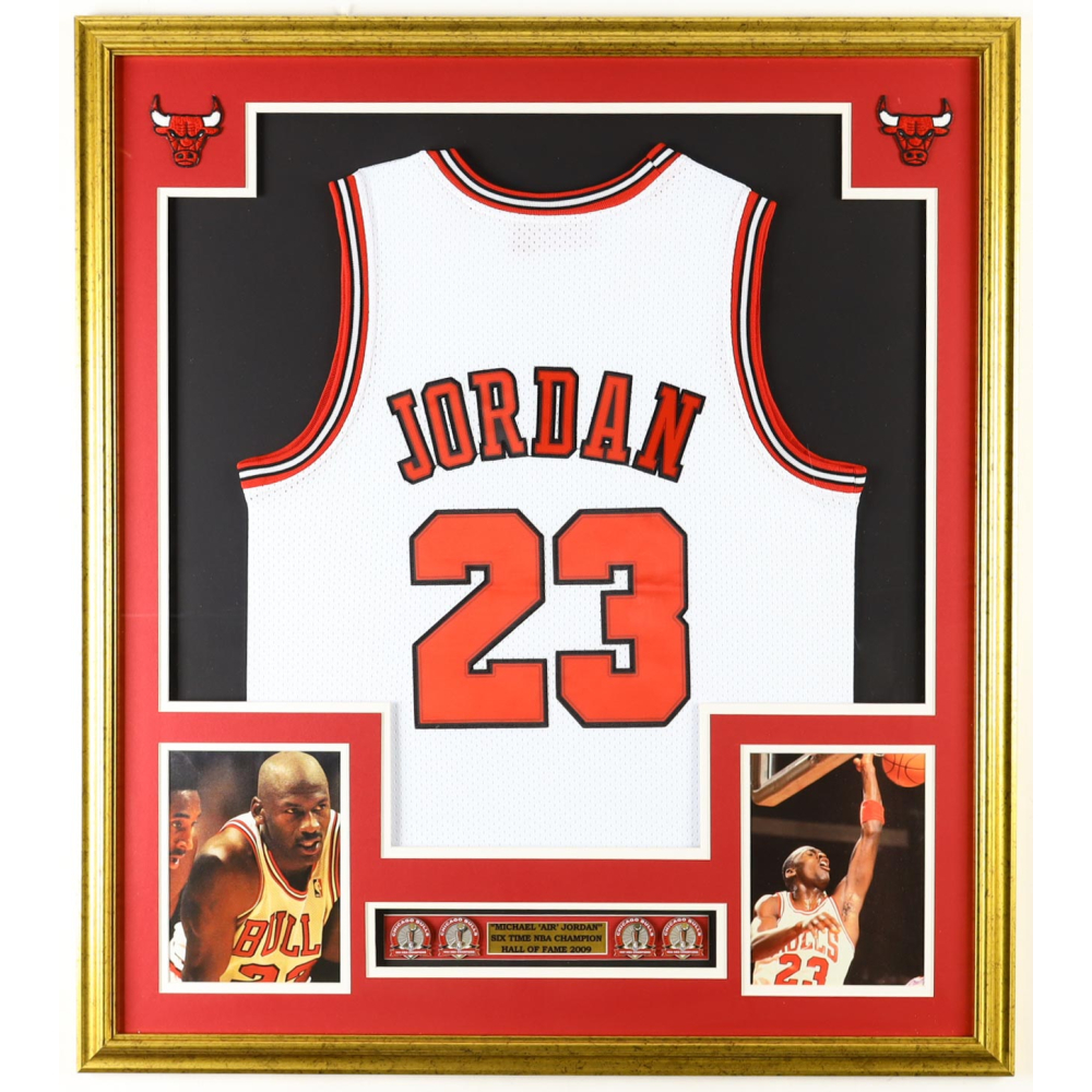 Michael Jordan Custom Framed Jersey Display with (4) LE Championship ...