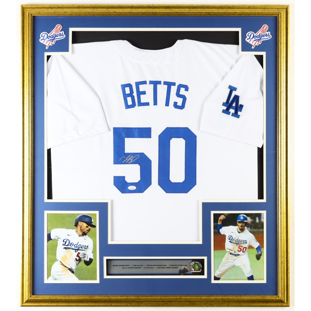 Mookie Betts Signed Custom Framed Jersey Display With 2020 World Series ...