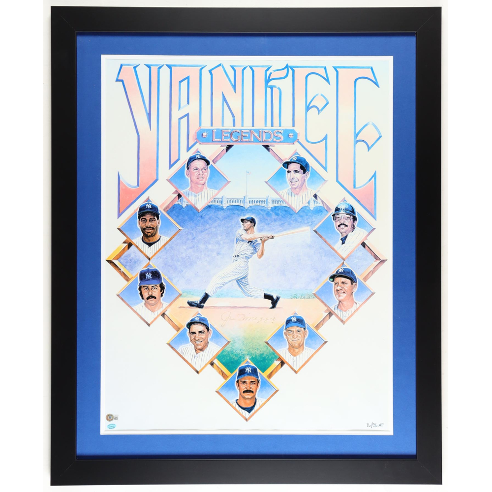 Joe DiMaggio Signed LE "Yankee Legends" Custom Frame Print Display ...
