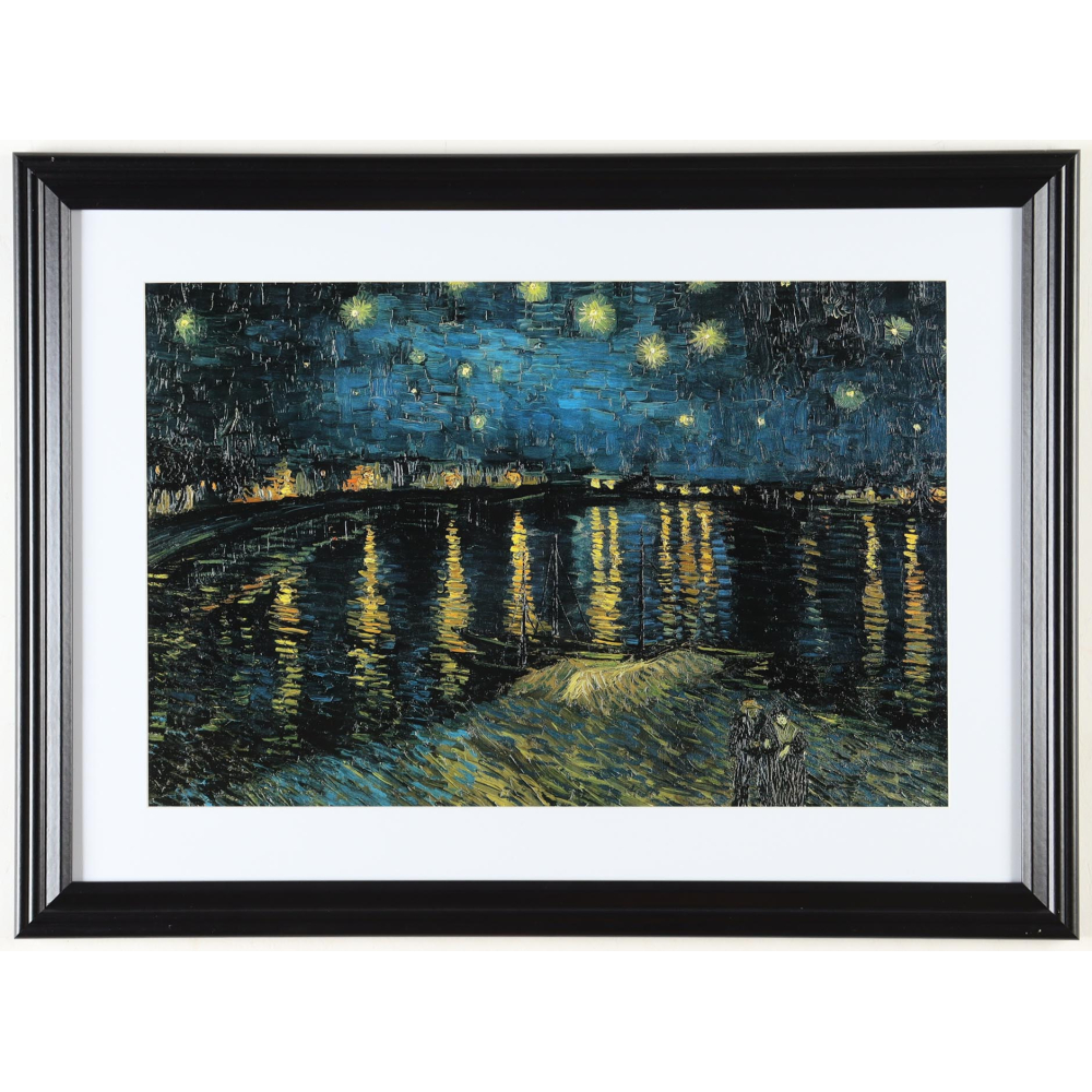 1888 "Starry Night Over The Rhone" By Vincent Van Gogh Custom Framed ...
