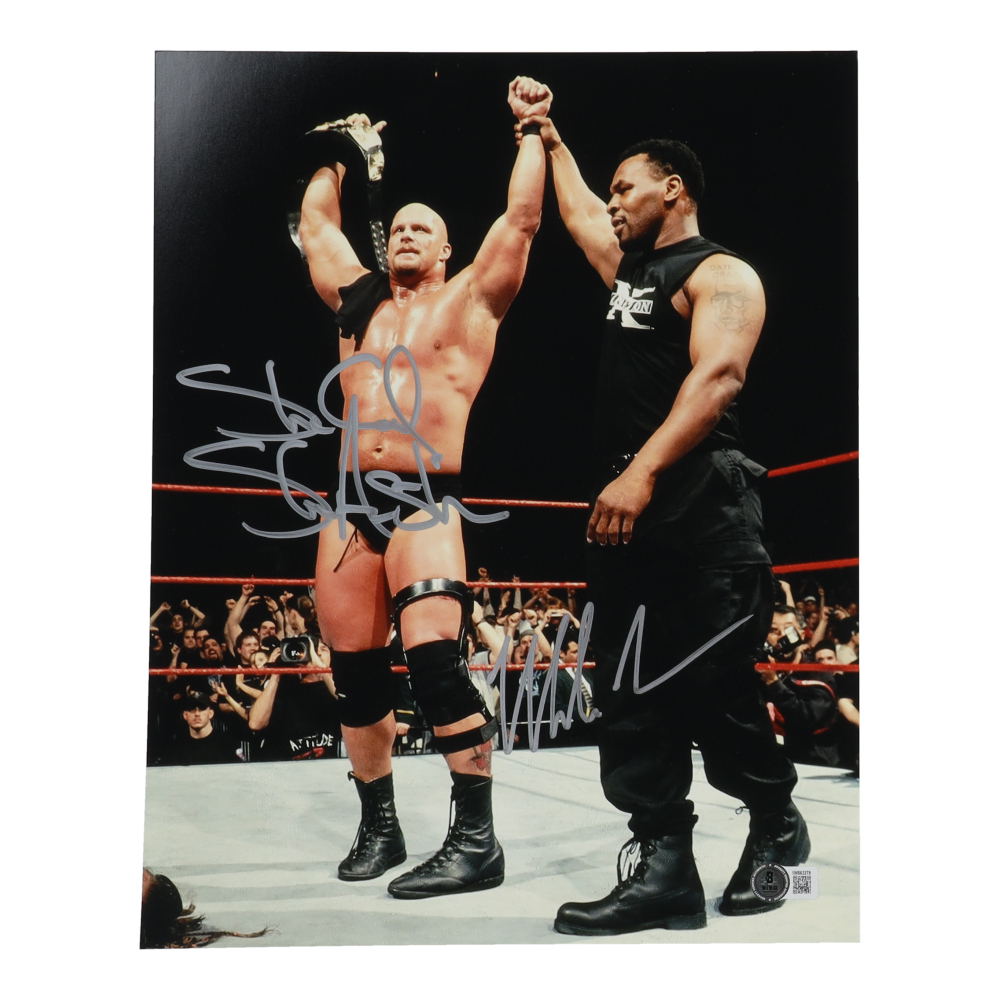 "Stone Cold" Steve Austin & Mike Tyson Signed "WrestleMania XIV" 11x14 ...