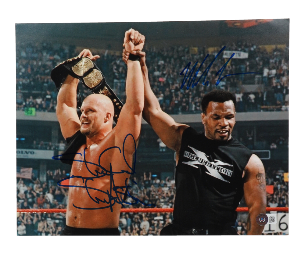"Stone Cold" Steve Austin & Mike Tyson Signed "WrestleMania XIV" 11x14 ...