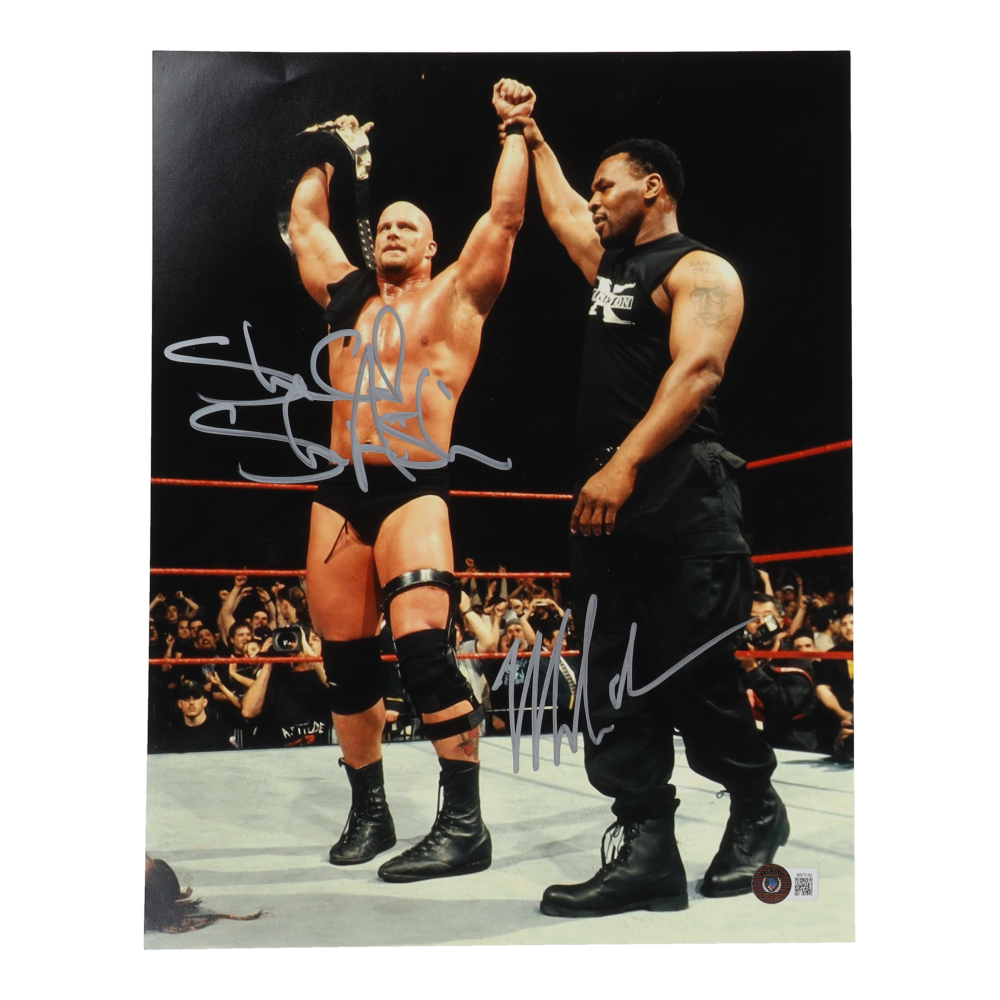 "Stone Cold" Steve Austin & Mike Tyson Signed "WrestleMania XIV" 11x14 ...