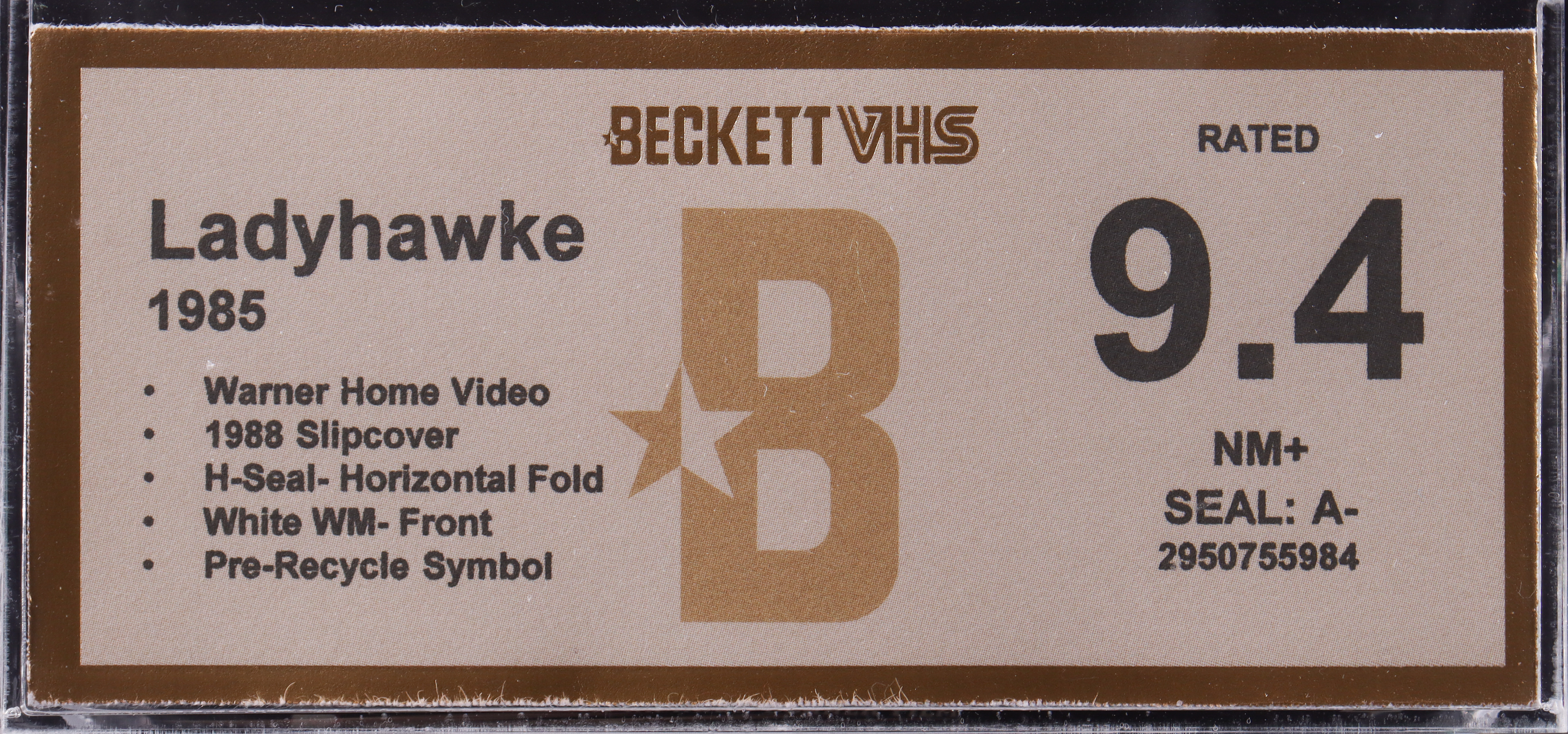1985 "Ladyhawke" Factory Sealed VHS Tape (Beckett 9.4) | Pristine Auction