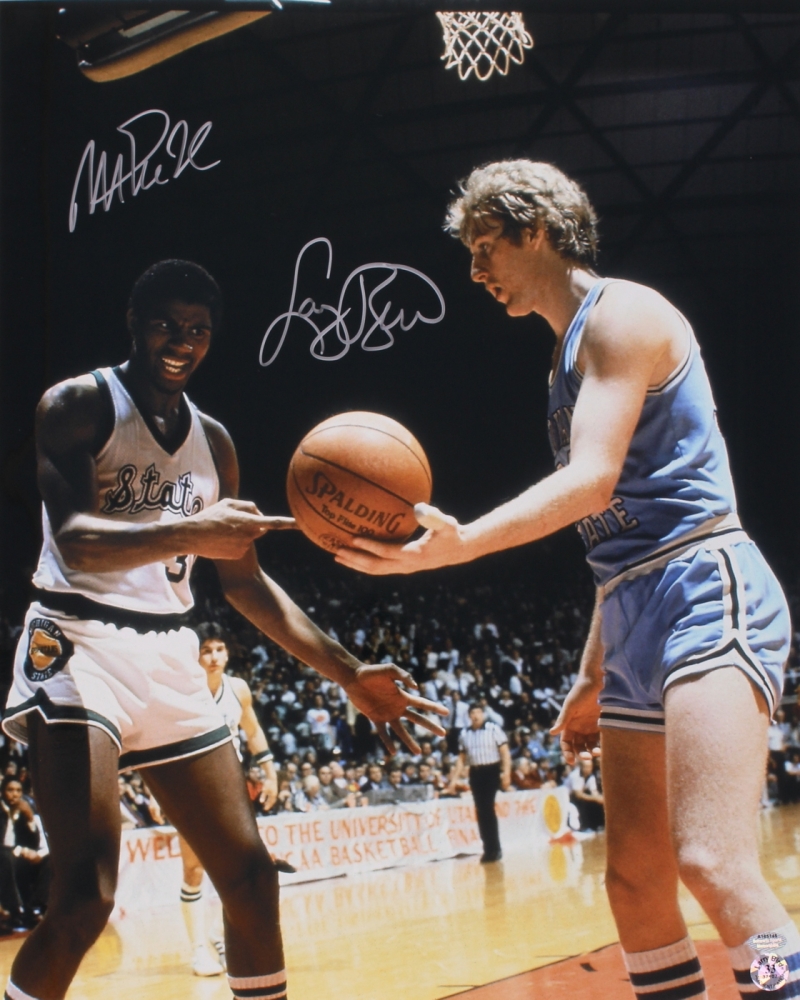 Larry Bird & Magic Johnson Signed NCAA 16x20 Photo (Schwartz COA & Bird Hologram) | Pristine Auction