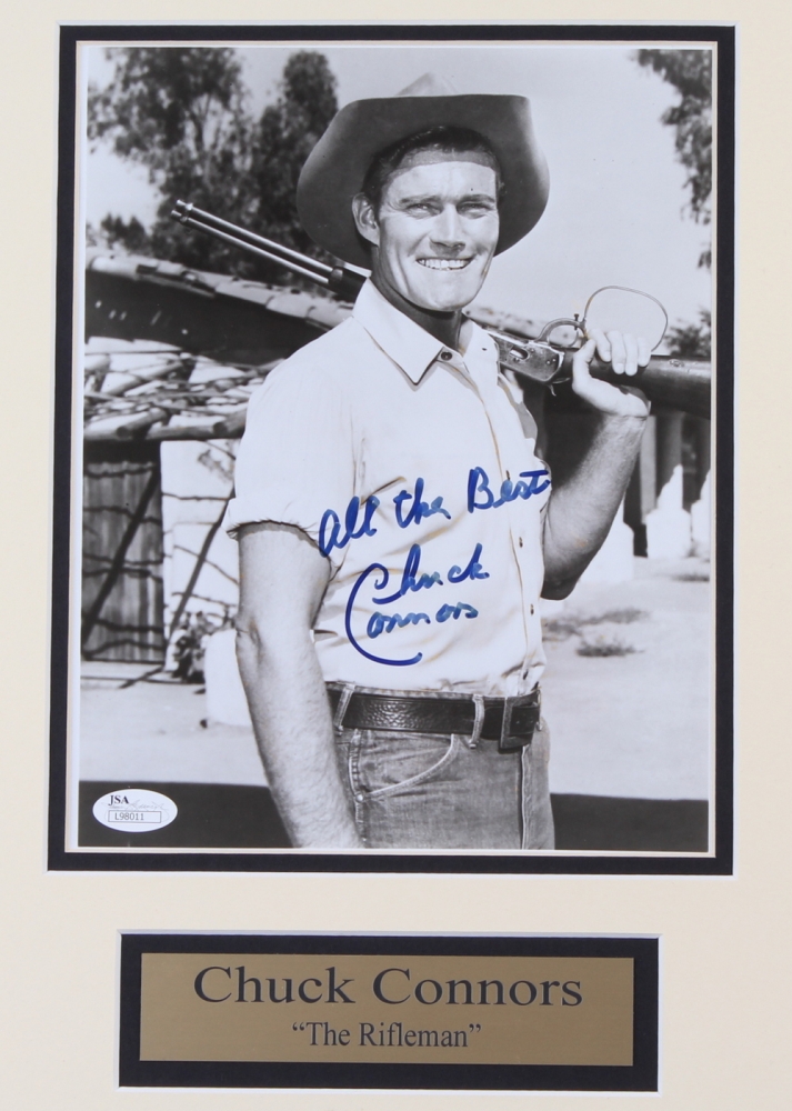Chuck Connors Signed "The Rifleman" 16x30 Matted Display Inscribed "All ...